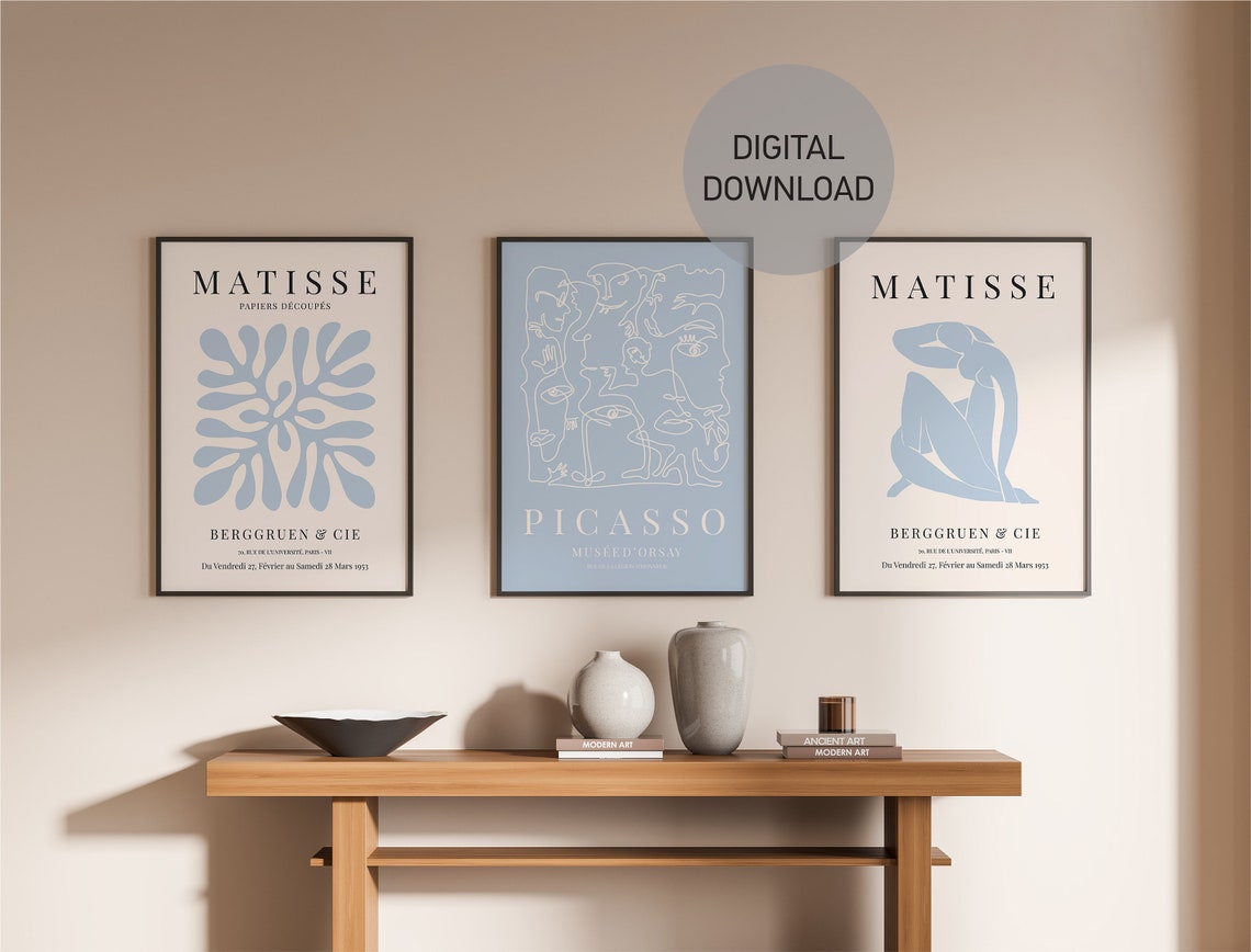 Pastel Blue Matisse Print Set of 6 Matisse Exhibition Poster Neutral ...