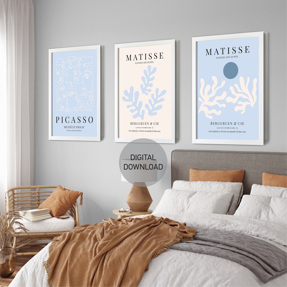 Pastel Blue Matisse Print Set of 6 Matisse Exhibition Poster Neutral ...