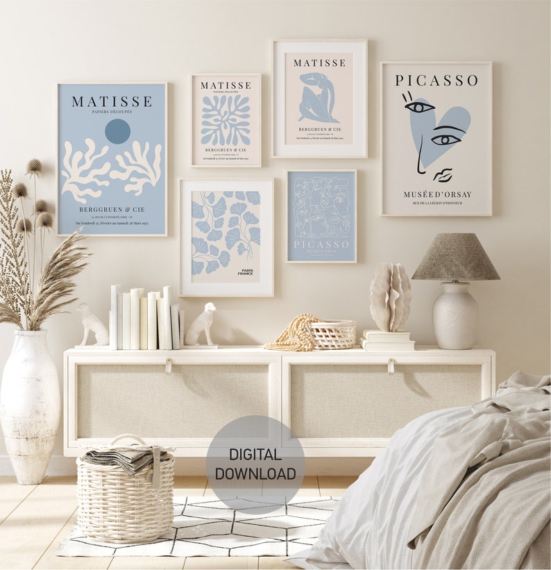 Pastel Blue Matisse Print Set of 6 Matisse Exhibition Poster Neutral ...