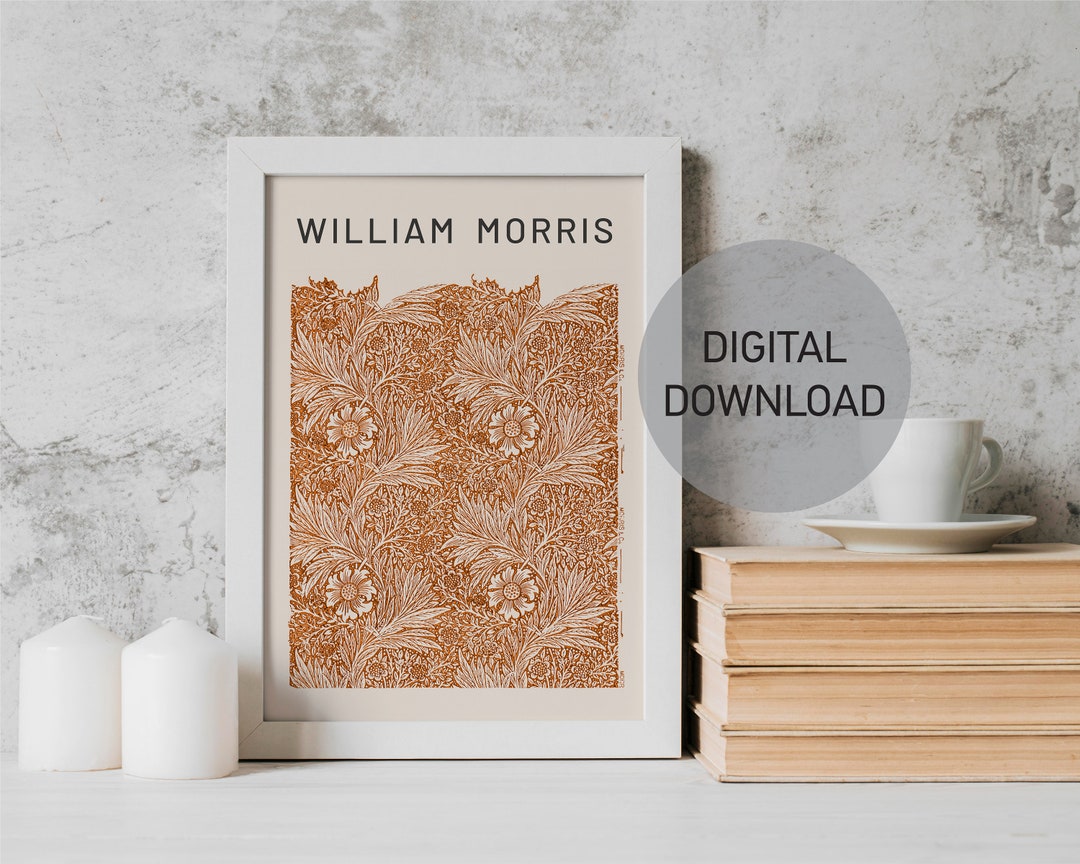 William Morris Orange Pattern Poster, Orange Wall Art Nouveau, Victoria ...