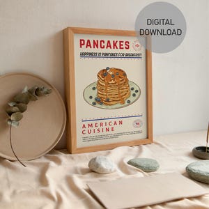 Pancakes Print, Beige Pancakes Poster, Printable Wall Art, Foodie ...