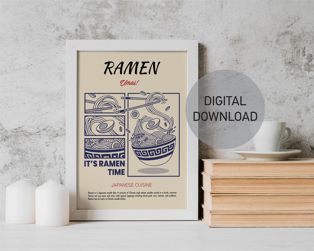 Ramen Print, Fine Art Ramen Poster, Digital Wall Art, Foodie Print ...
