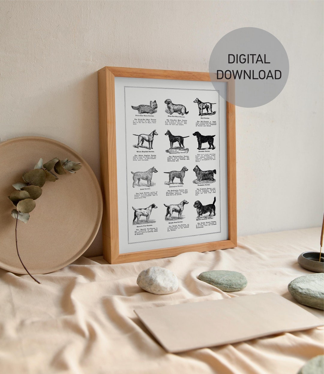 Vintage Dog Breed Print, Dog Lover Poster, Living Room Wall Art ...