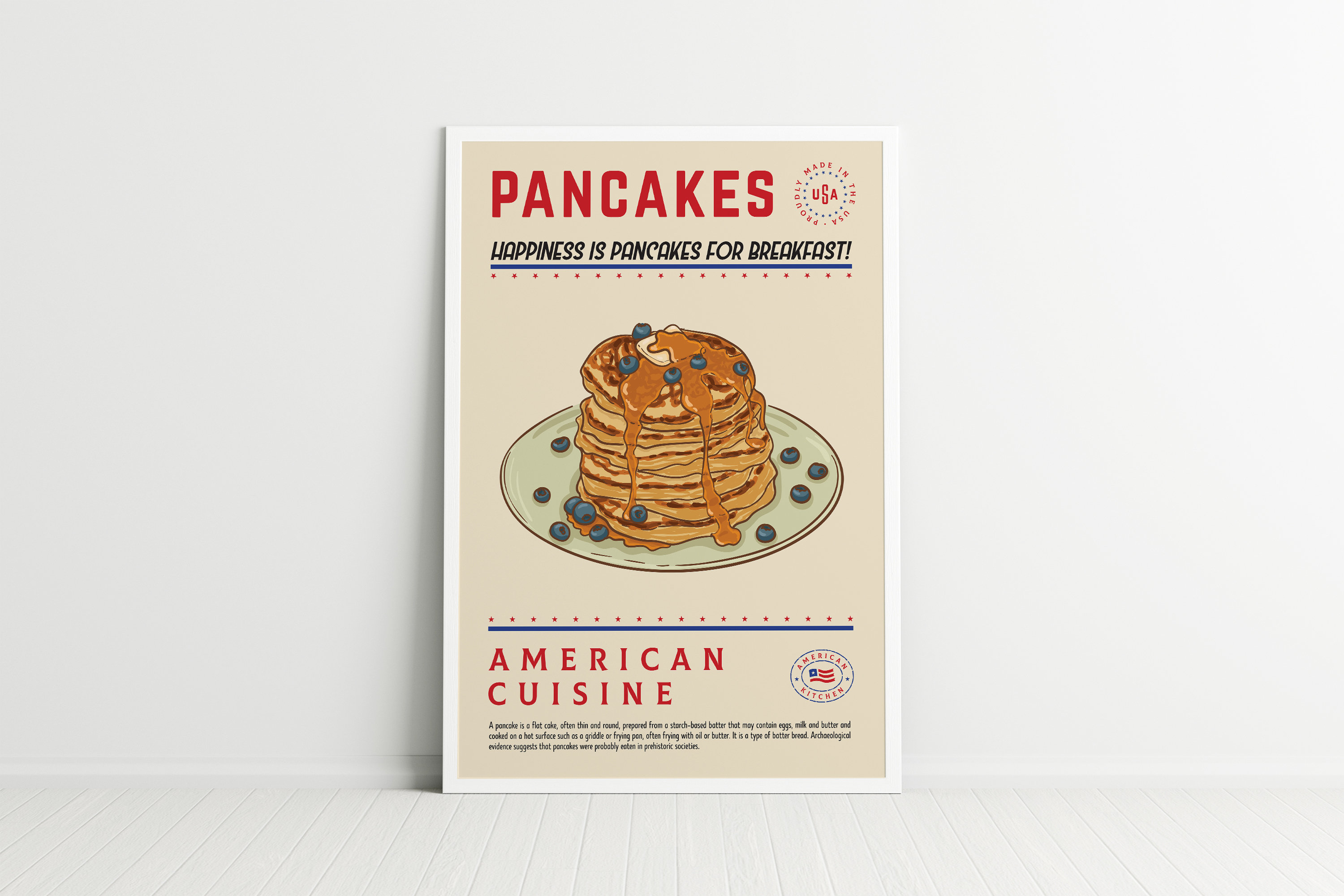 Pancakes Print Beige Pancakes Poster PRINTABLE WALL ART Foodie - Etsy
