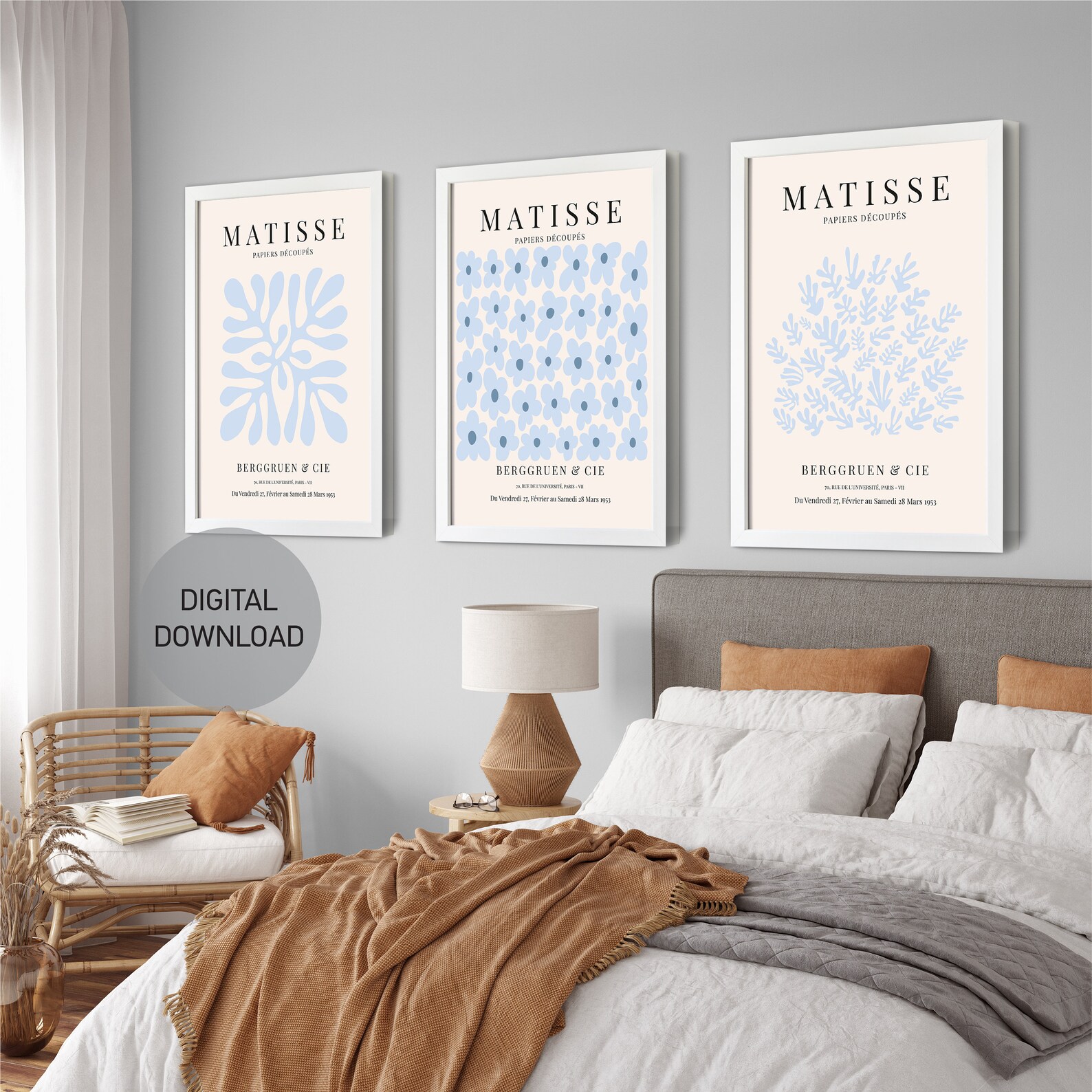 Pastel Blue Matisse Print Set of 6 Matisse Exhibition Poster Neutral ...