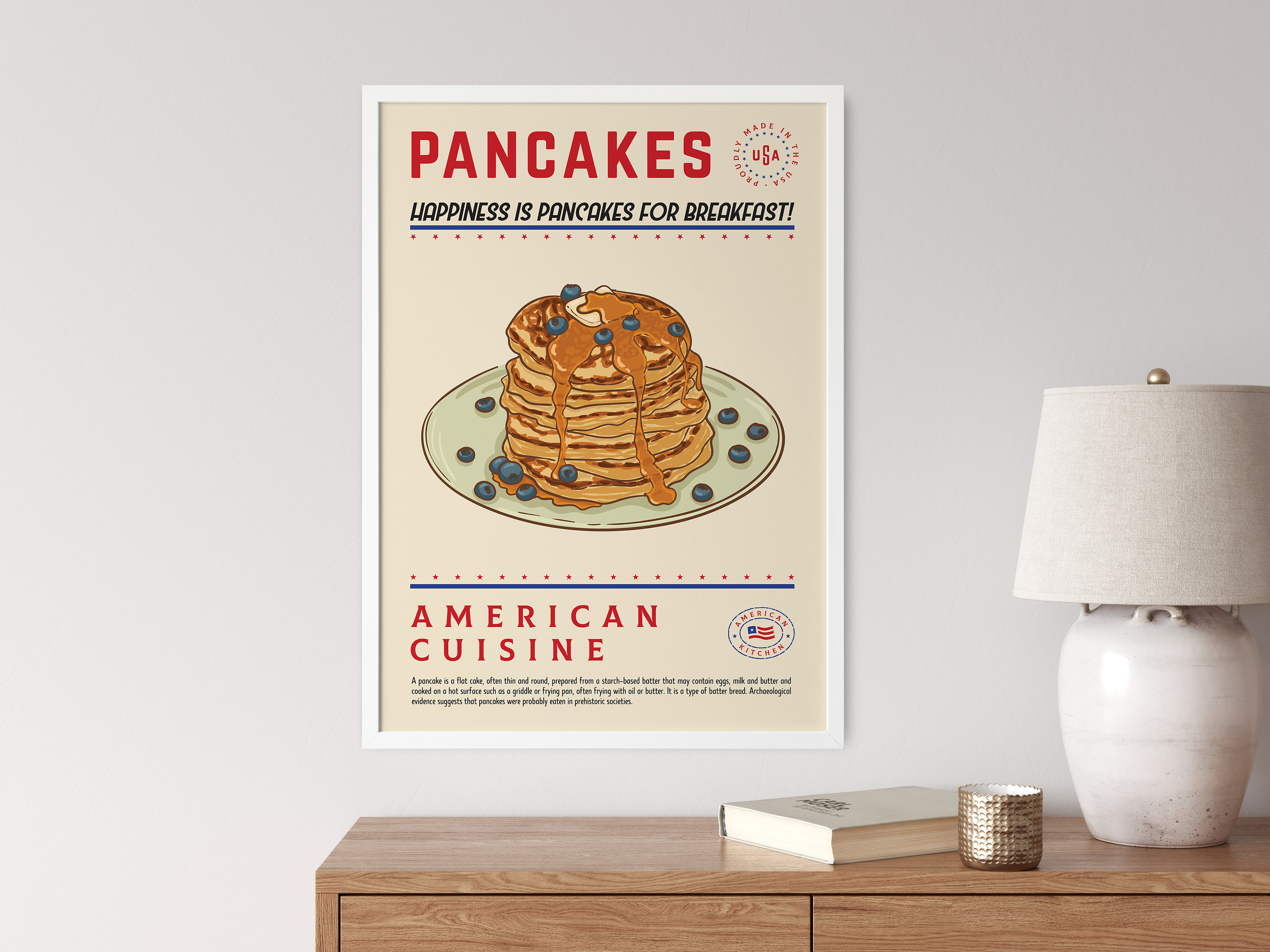 Pancakes Print Beige Pancakes Poster PRINTABLE WALL ART Foodie - Etsy