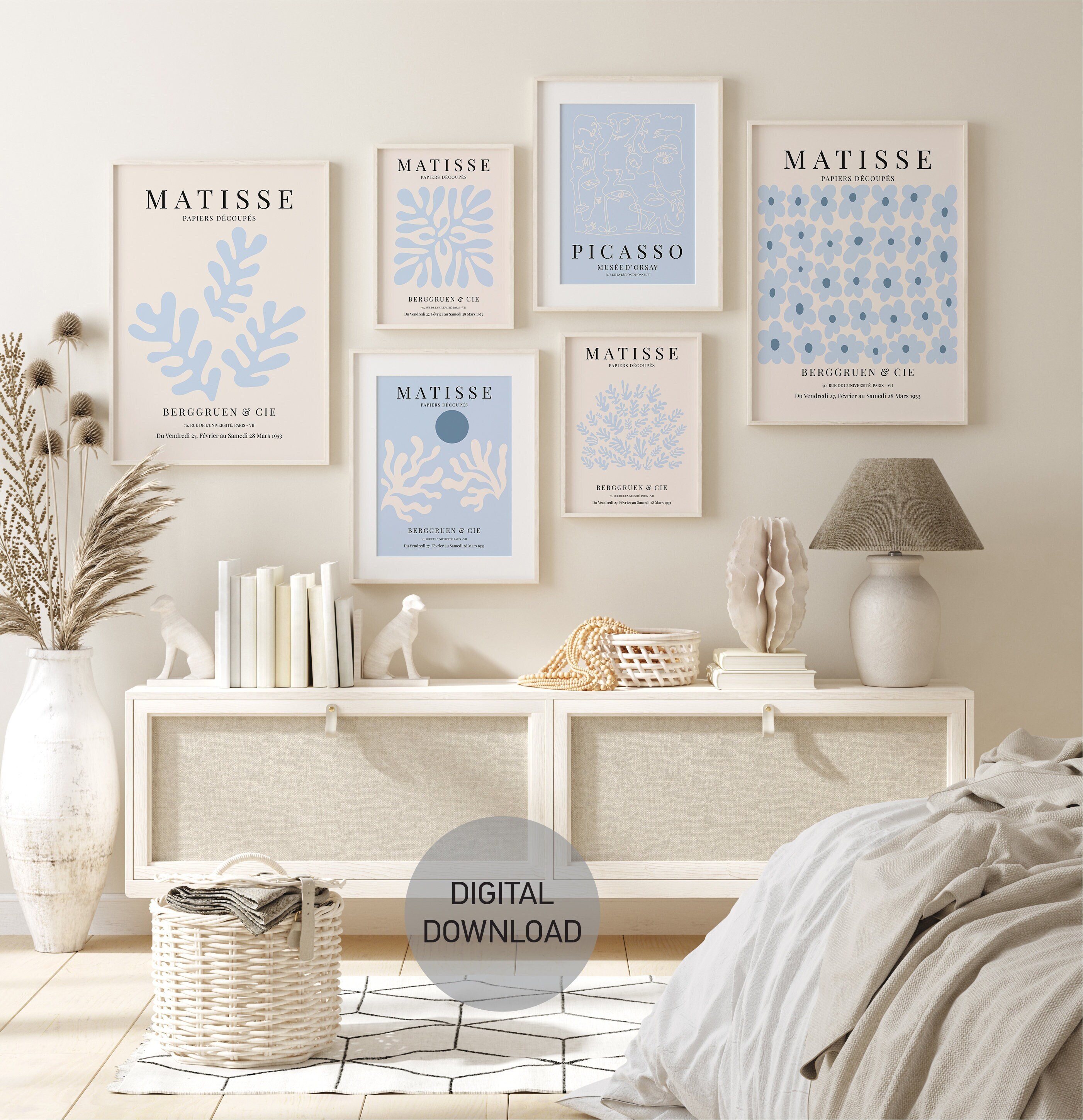 Pastel Blue Matisse Print Set of 6 Matisse Exhibition Poster Neutral ...