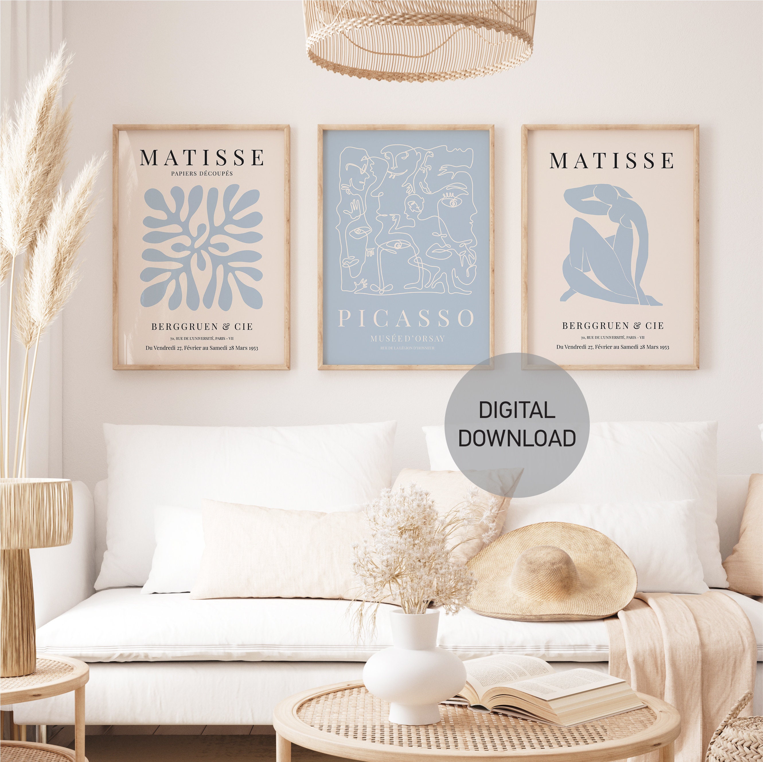 Pastel Blue Matisse Print Set of 6 Matisse Exhibition Poster Neutral ...