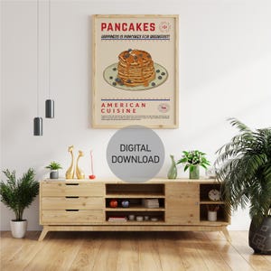 Pancakes Print, Beige Pancakes Poster, Printable Wall Art, Foodie ...