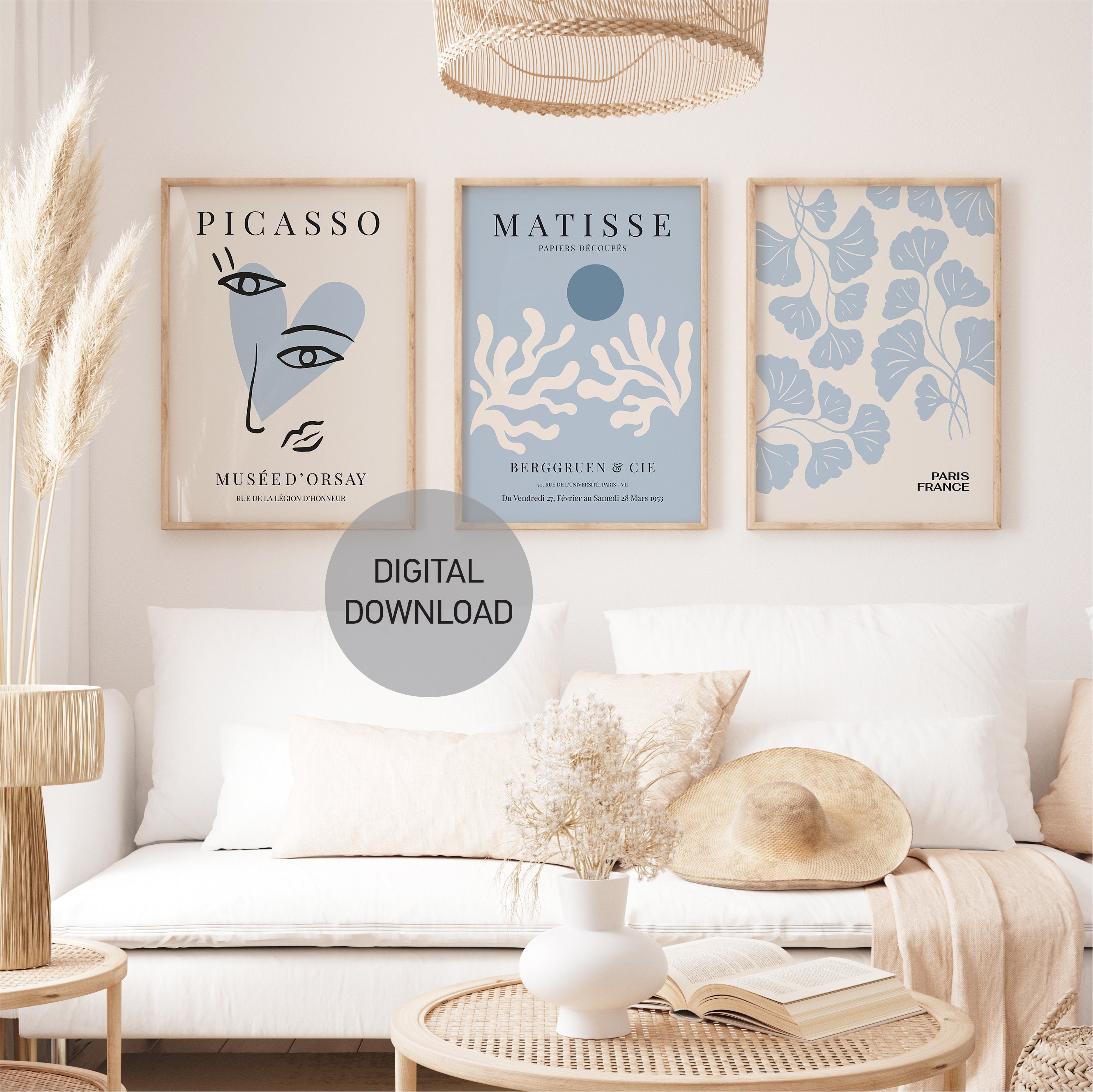 Pastel Blue Matisse Print Set of 6 Matisse Exhibition Poster Neutral ...