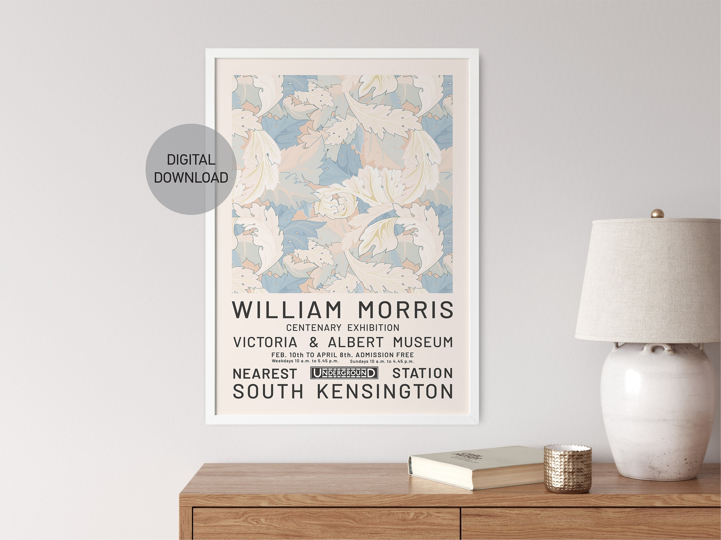 William Morris Neutral Beige Poster Printable Wall Art - Etsy