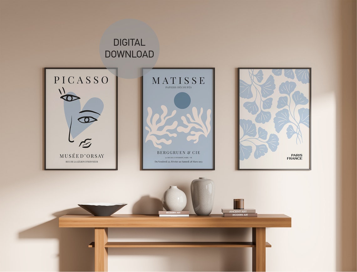 Pastel Blue Matisse Print Set of 6 Matisse Exhibition Poster Neutral ...
