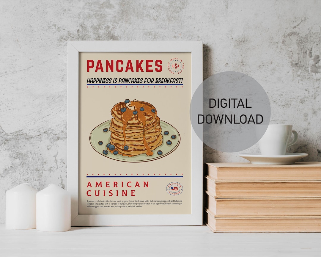 Pancakes Print, Beige Pancakes Poster, Printable Wall Art, Foodie ...