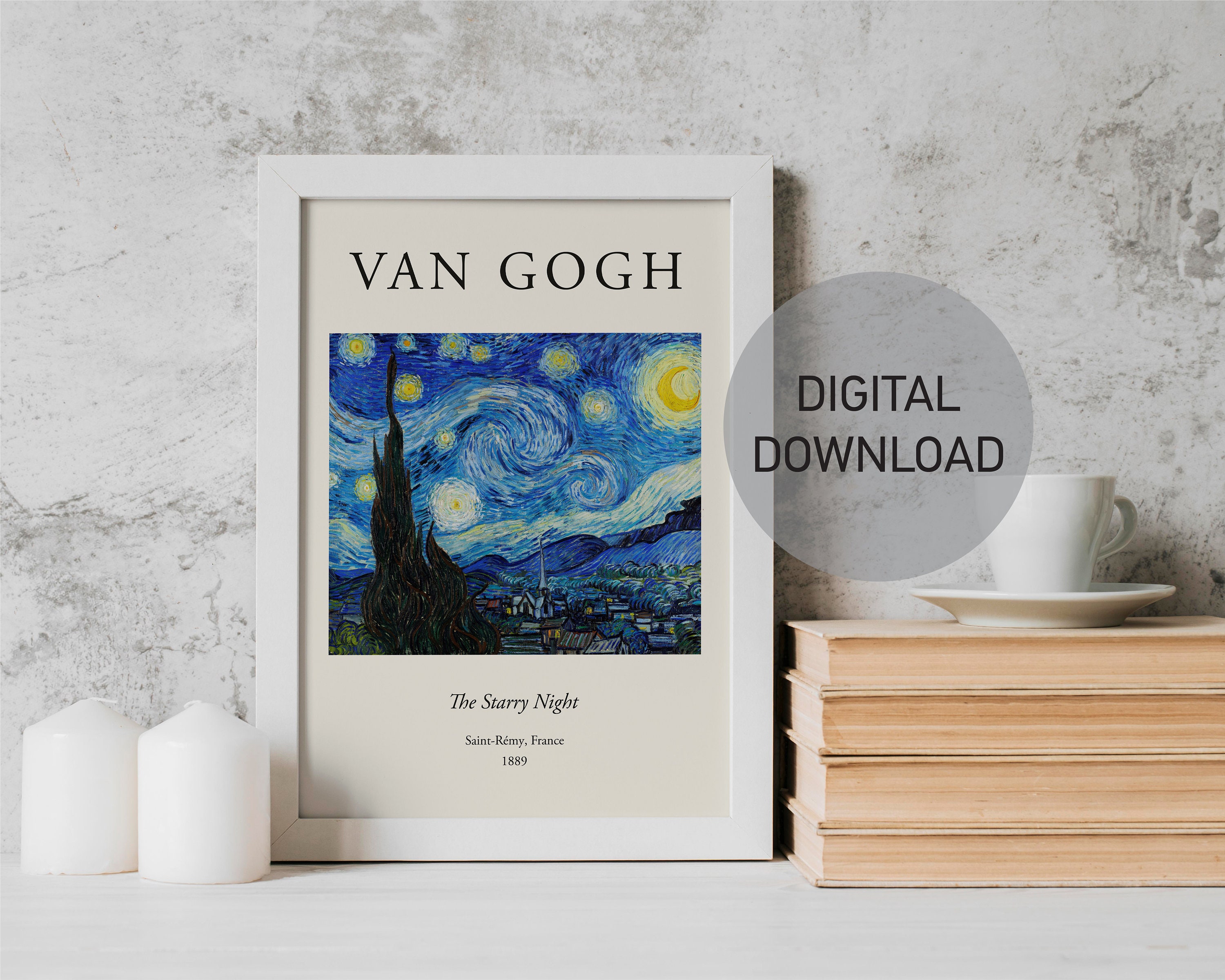 Vincent Van Gogh Exhibition Poster, Starry Night, Famous Gallery Wall ...
