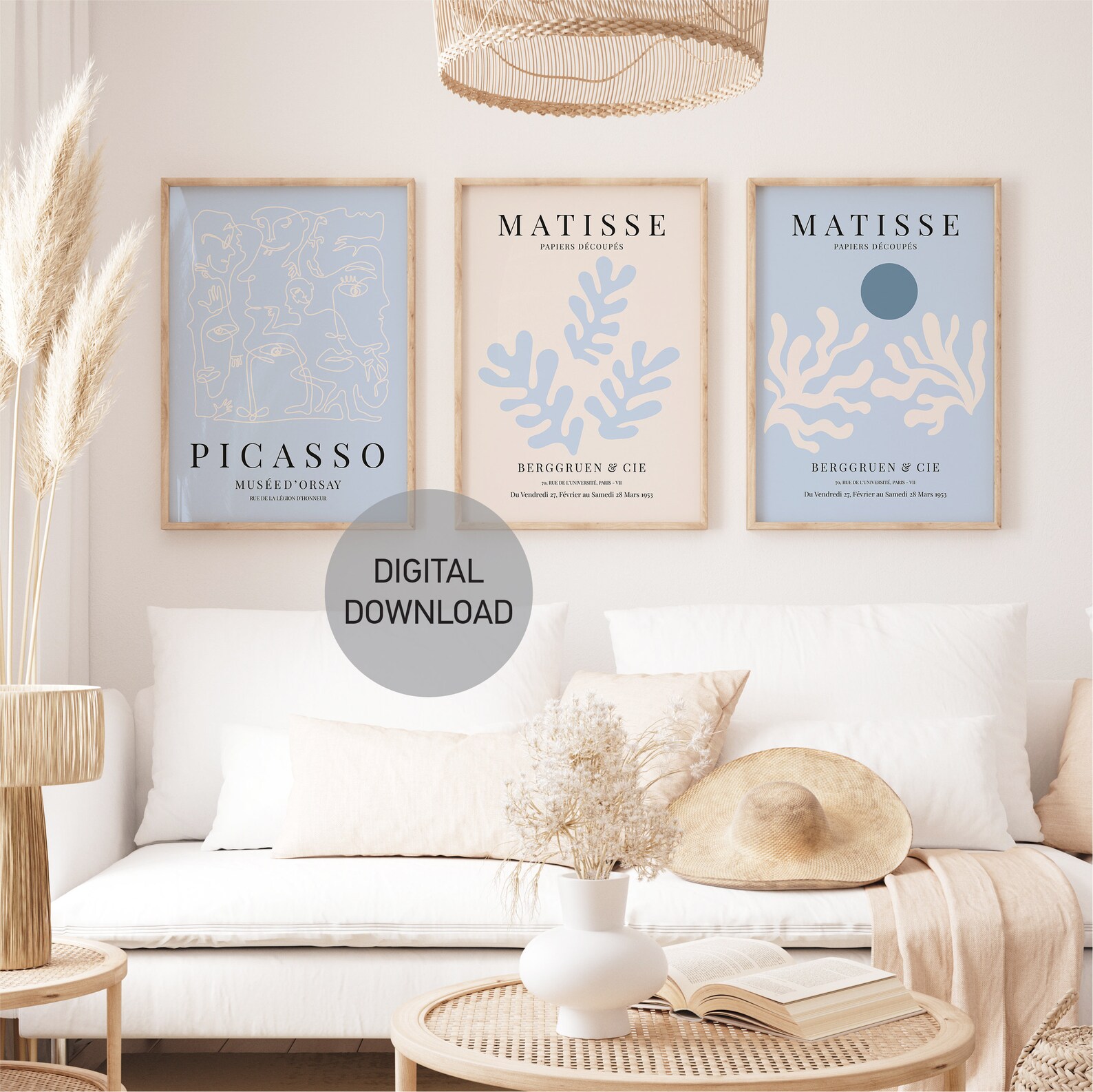 Pastel Blue Matisse Print Set of 6 Matisse Exhibition Poster Neutral ...