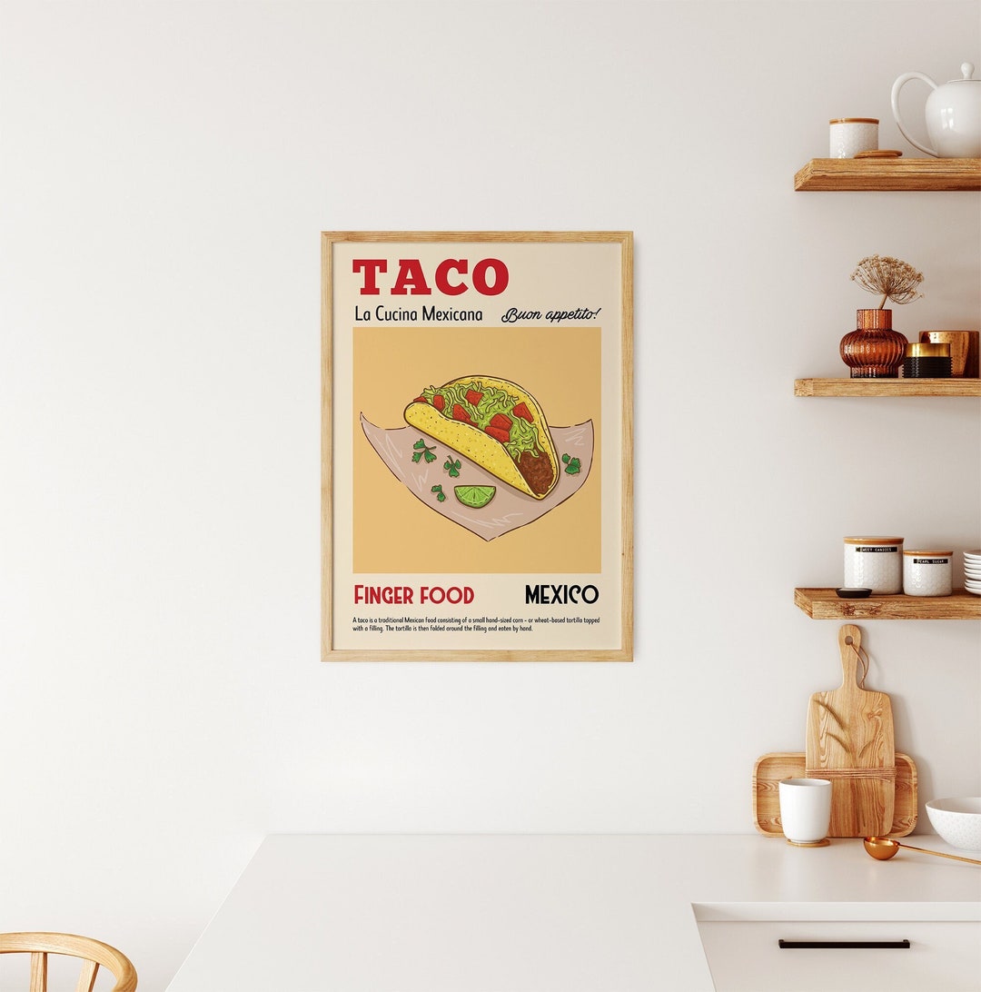 Taco Print Beige Tacos Poster PRINTABLE WALL ART Foodie - Etsy