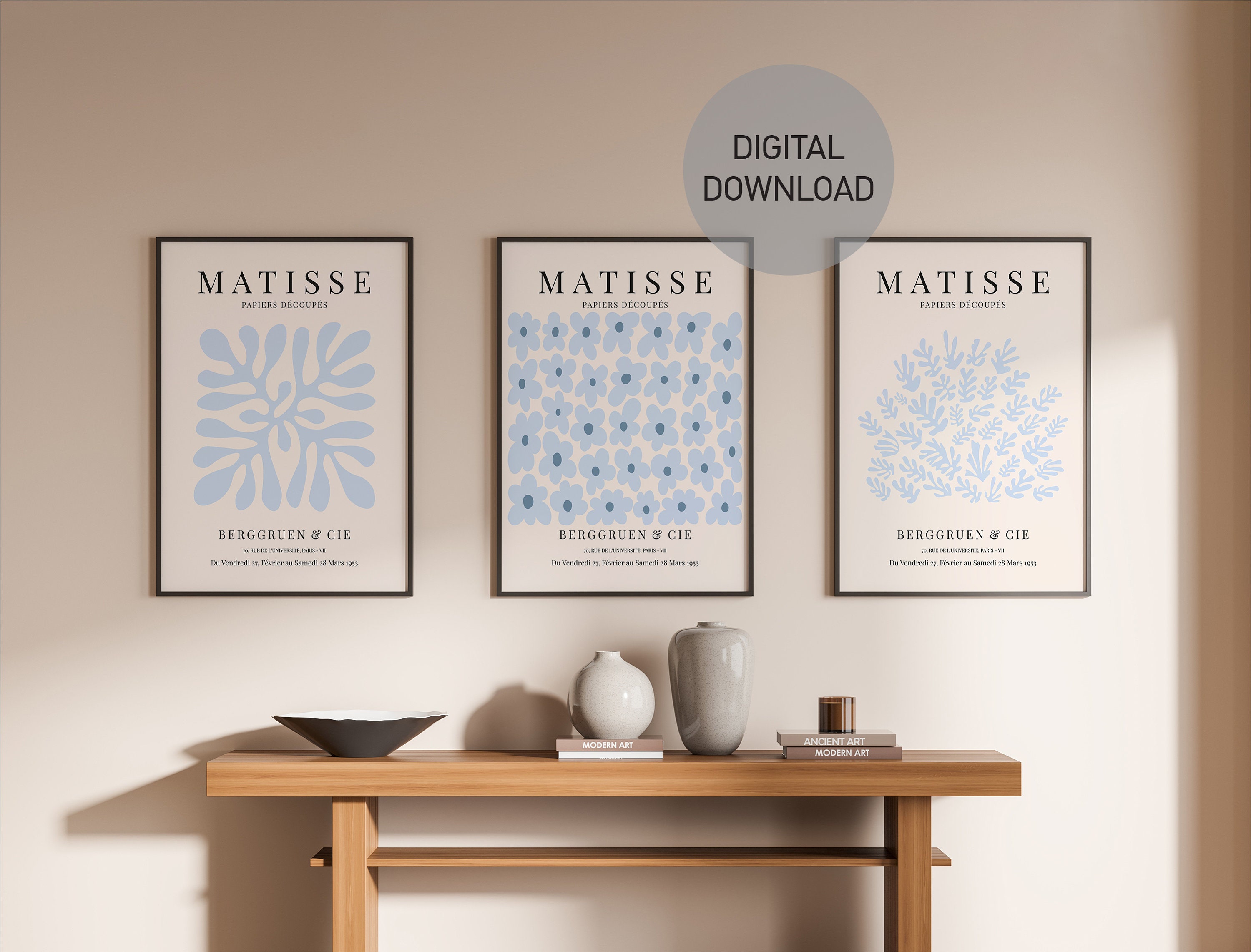 Pastel Blue Matisse Print Set of 6 Matisse Exhibition Poster Neutral ...