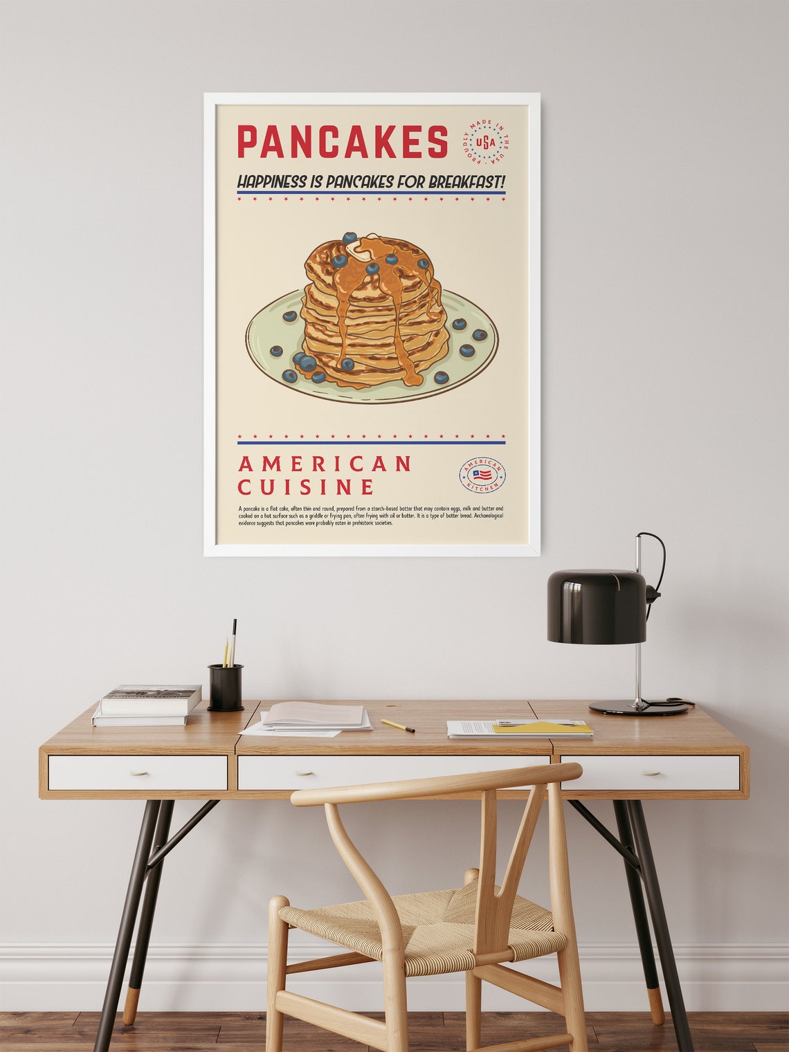 Pancakes Print Beige Pancakes Poster PRINTABLE WALL ART Foodie - Etsy