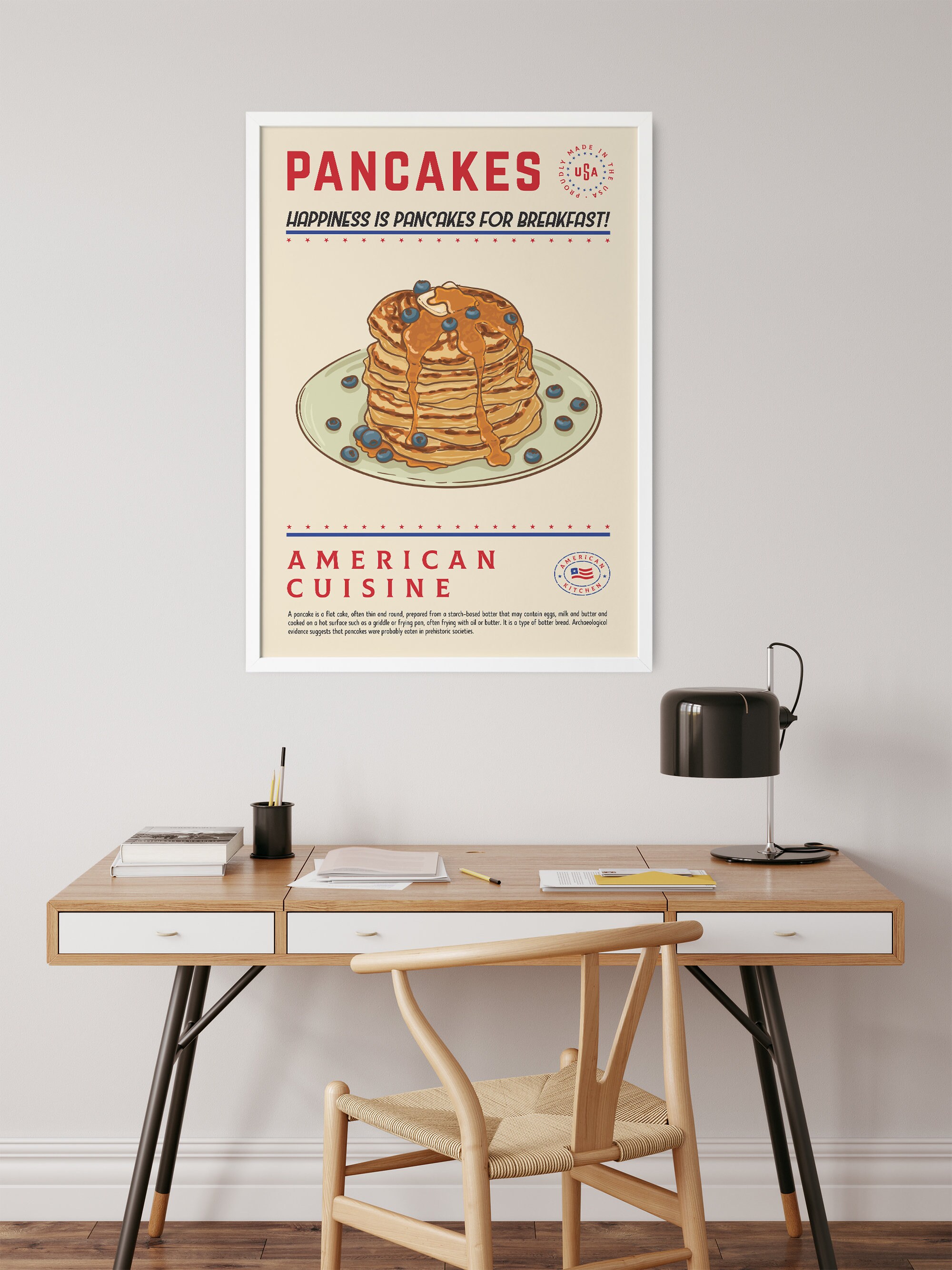 Pancakes Print Beige Pancakes Poster PRINTABLE WALL ART Foodie - Etsy
