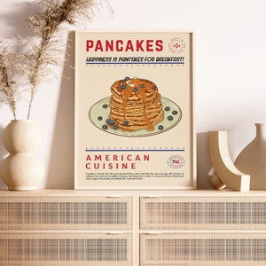 Pancakes Print Beige Pancakes Poster PRINTABLE WALL ART Foodie - Etsy