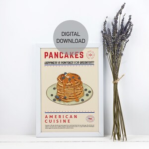 Pancakes Print, Beige Pancakes Poster, Printable Wall Art, Foodie ...
