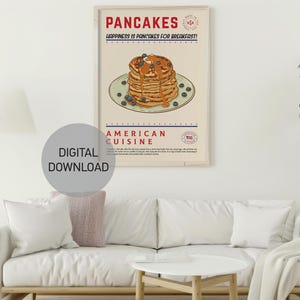 Pancakes Print, Beige Pancakes Poster, Printable Wall Art, Foodie ...