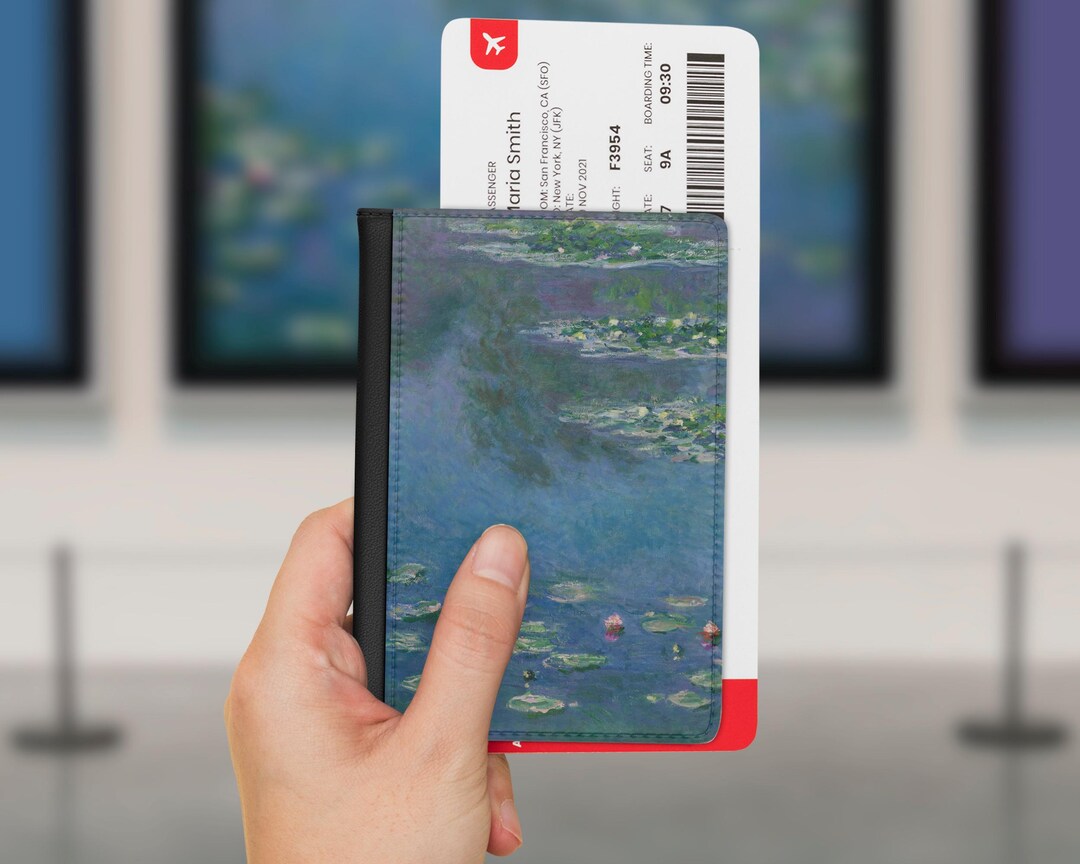 Claude Monet - Water Lilies Passport Cover, Card Holder, Travel Wallet ...