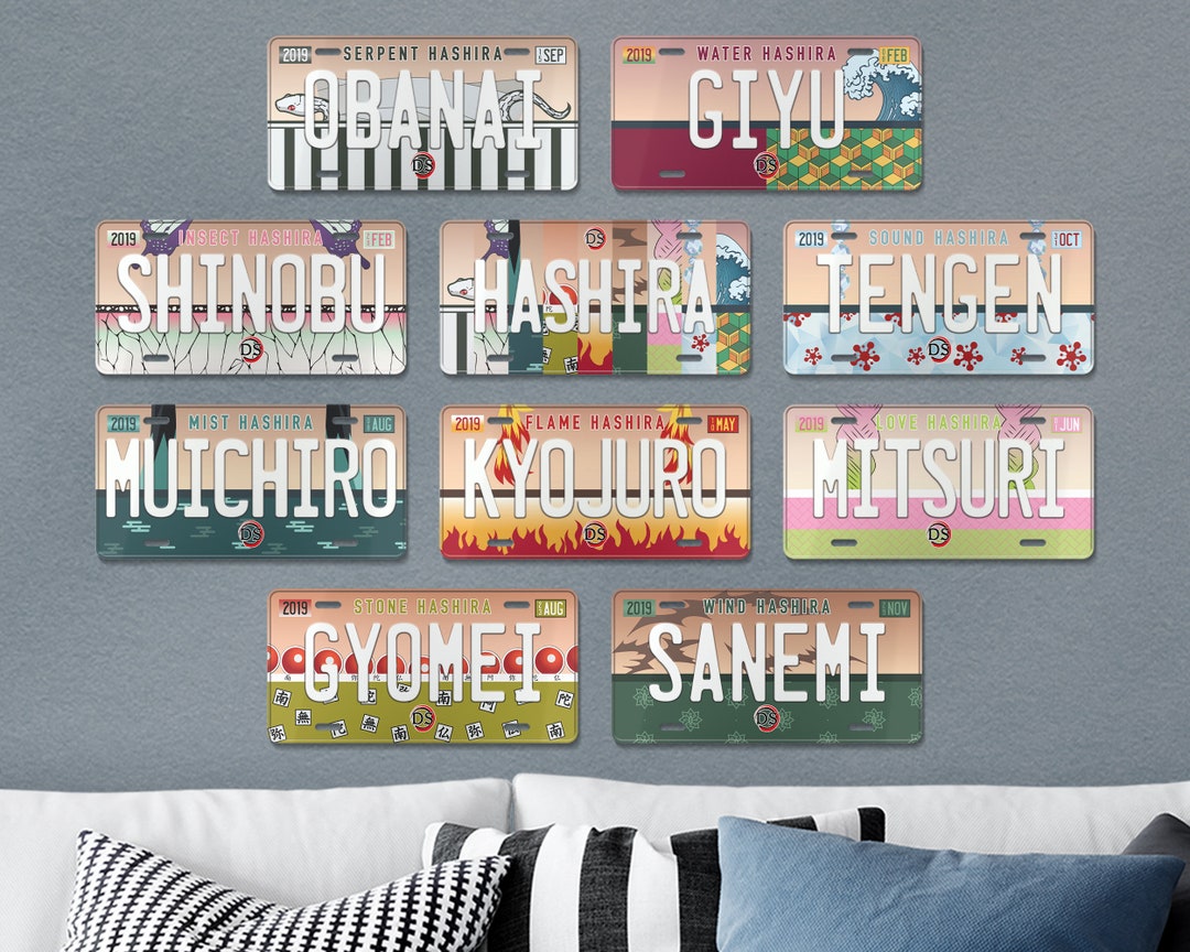 Set of Hashira License Plate. Aluminum License Plate Bundle. Anime ...