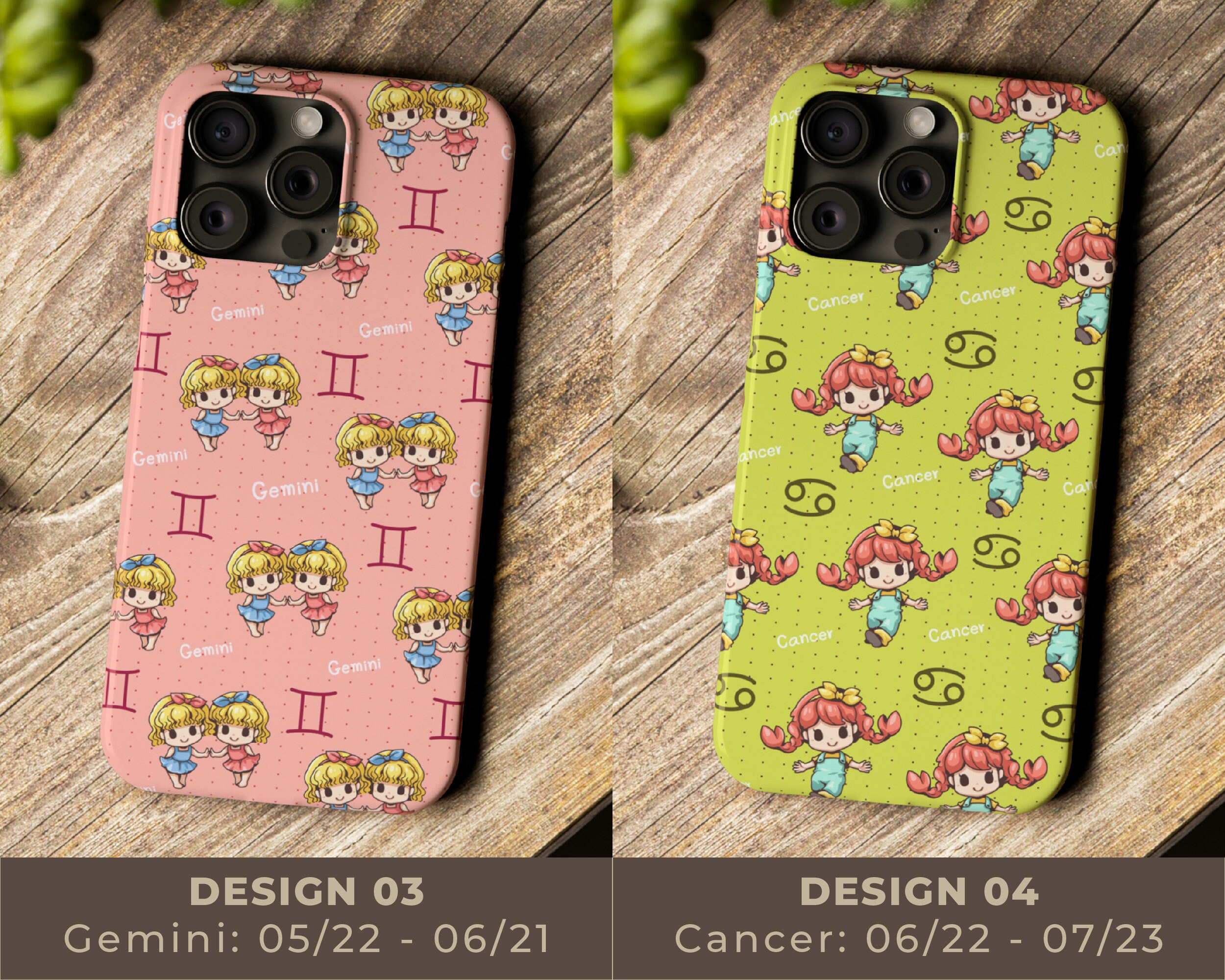 Zodiac Sign Cute Cartoon Girls Phone Case for iPhone 15 Pro, 14 Plus ...