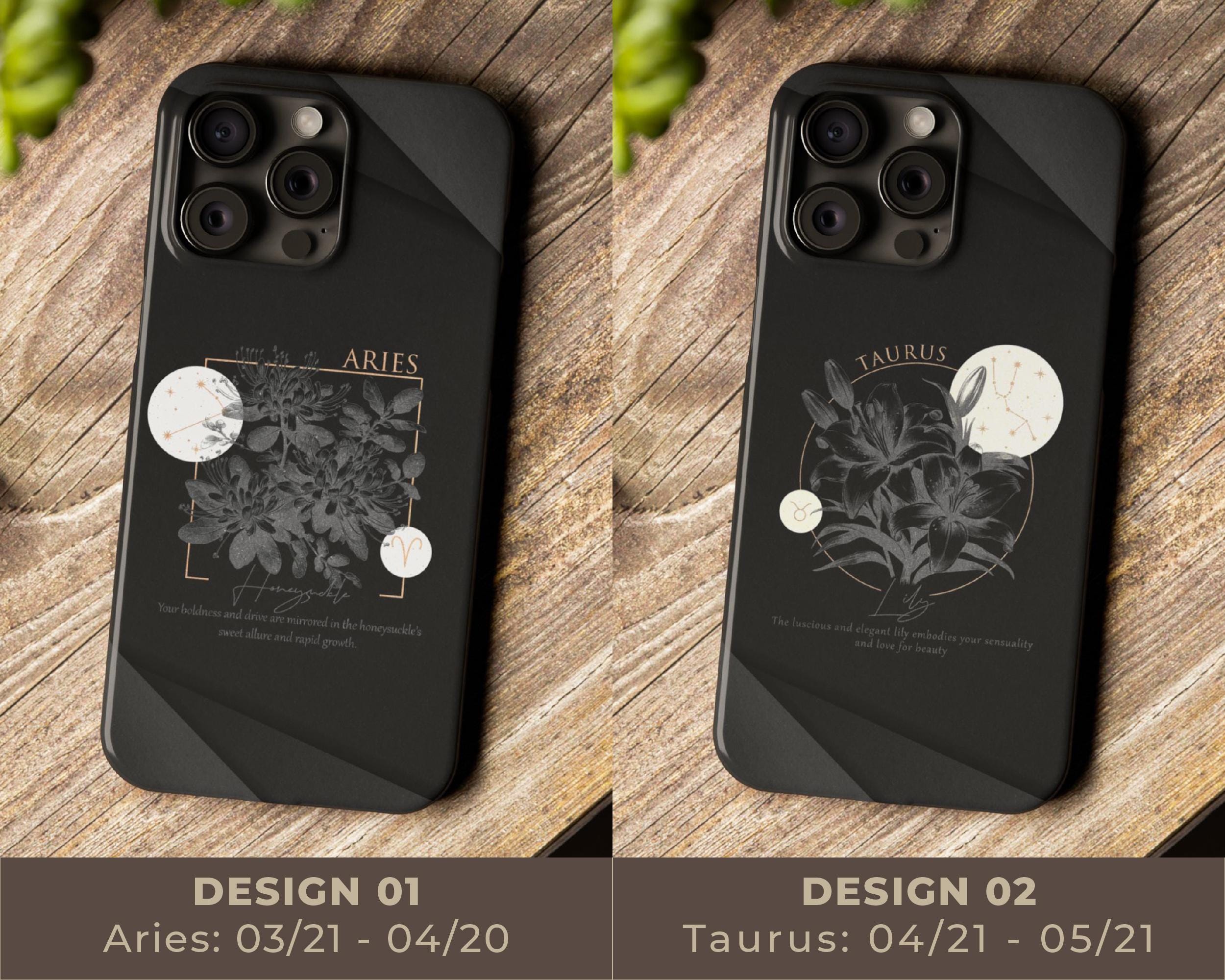 Zodiac Sign Birth Flower Phone Case: Black Paper iPhone Cover - Etsy
