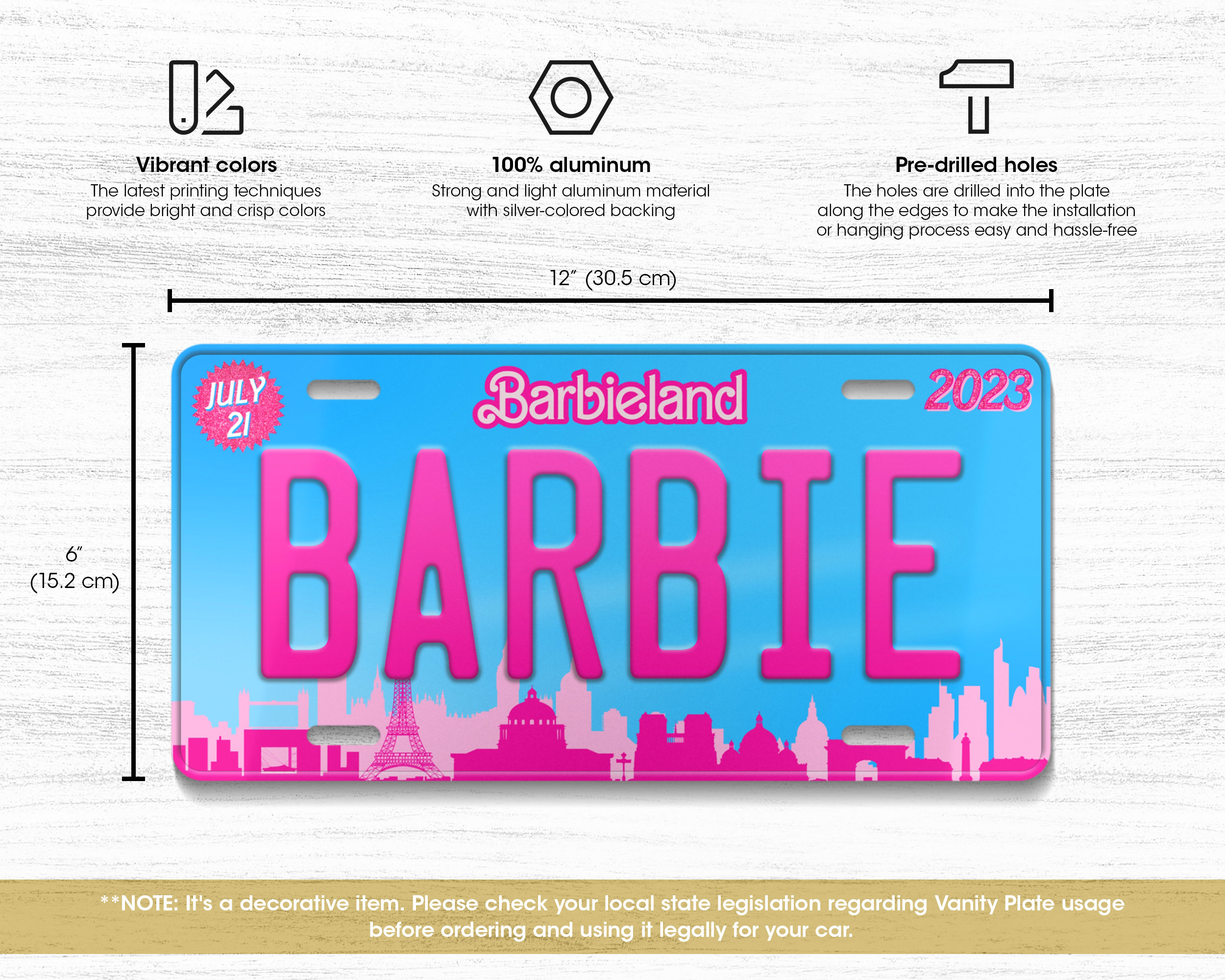 Barbi Movie License Plate. Aluminum License Plate. Movie Merch, Toy ...