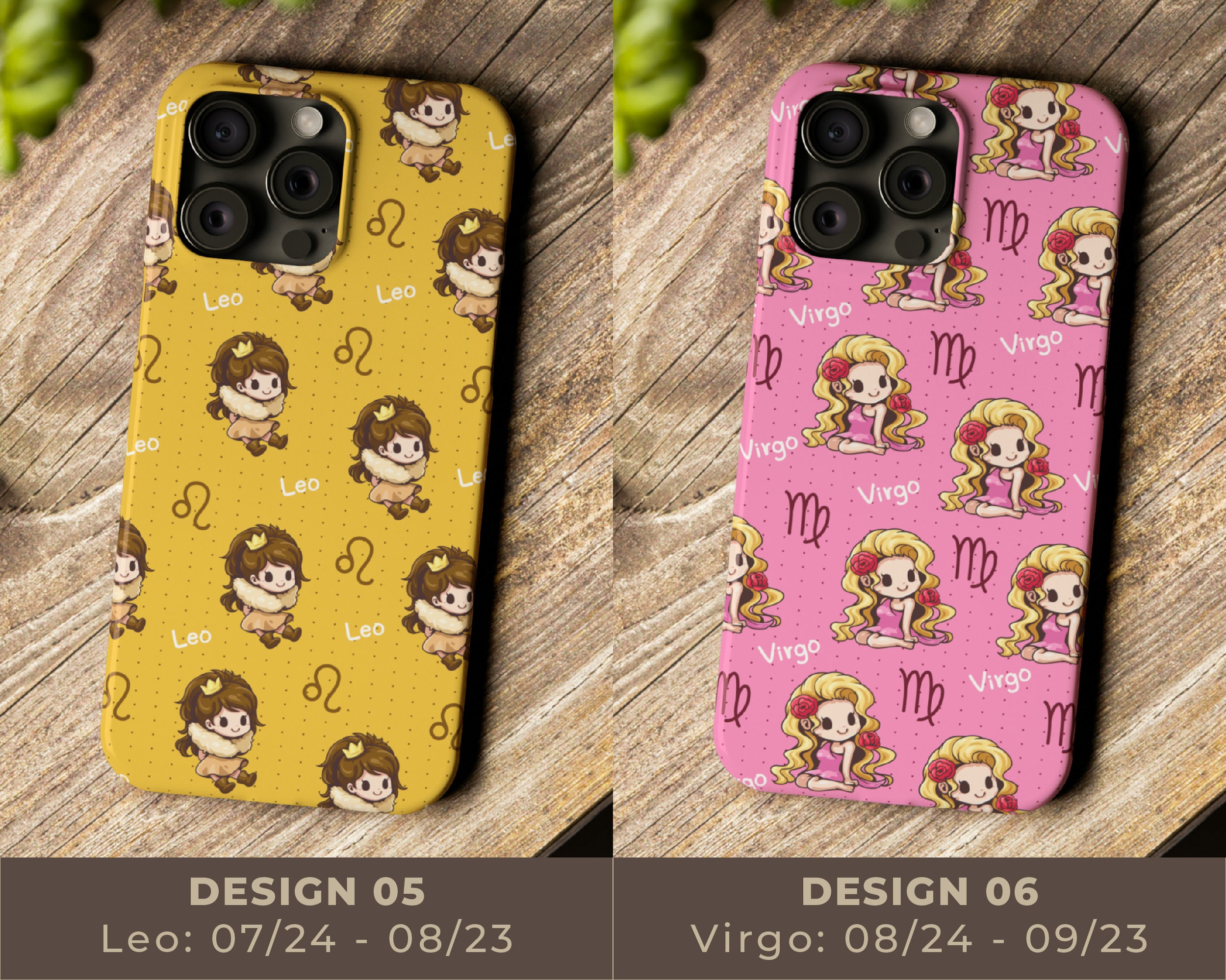 Zodiac Sign Cute Cartoon Girls Phone Case For Iphone 15 Pro 14 Plus