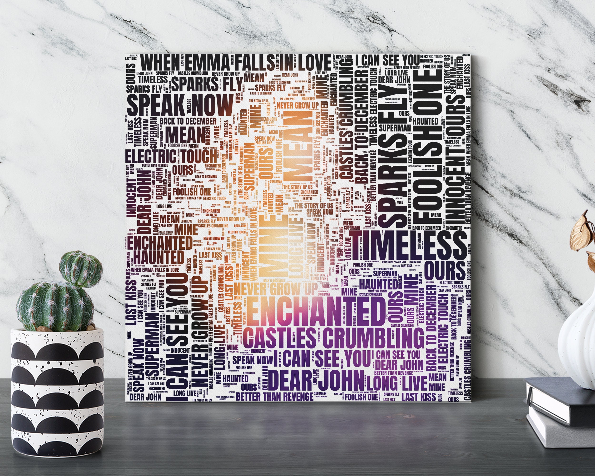 Set of Word Art Album Cover Square Canvas Wall Decor. Inspired Album ...