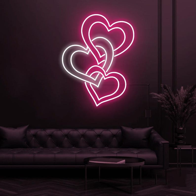 Engaged Hearts - LED Neon Sign - Etsy