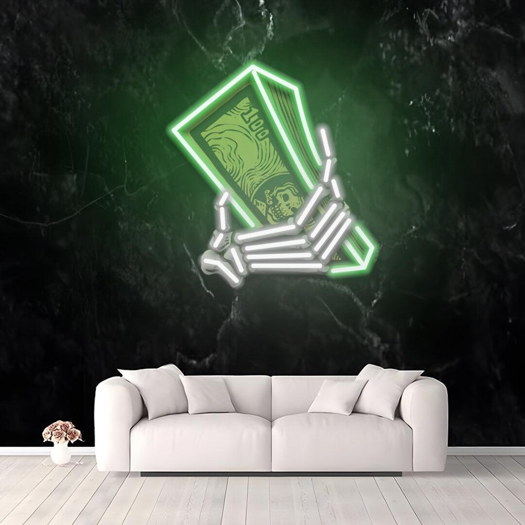 Skeleton Dollar Bills - LED Neon Sign - Etsy