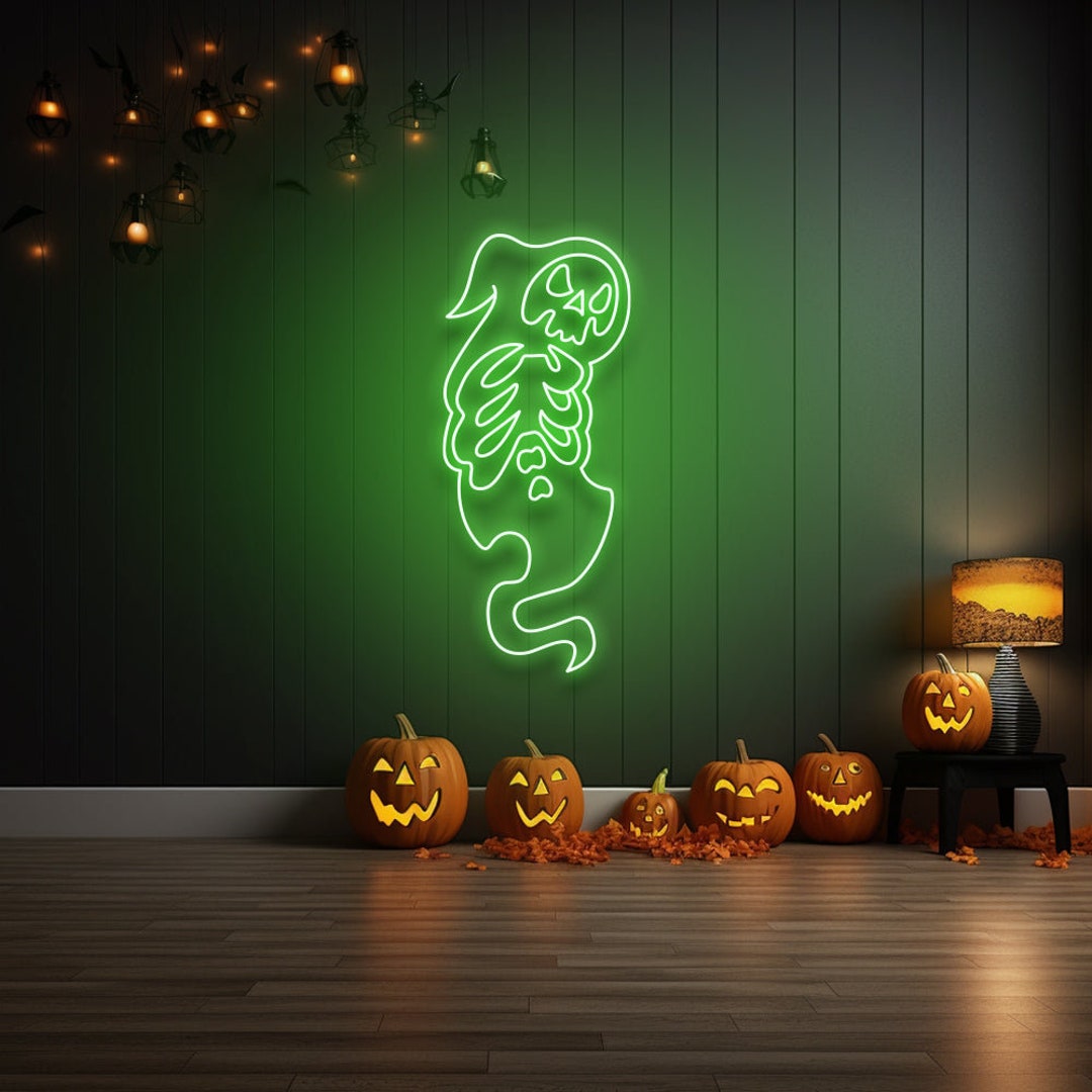 Skeleton Ghost LED Neon Sign - Etsy