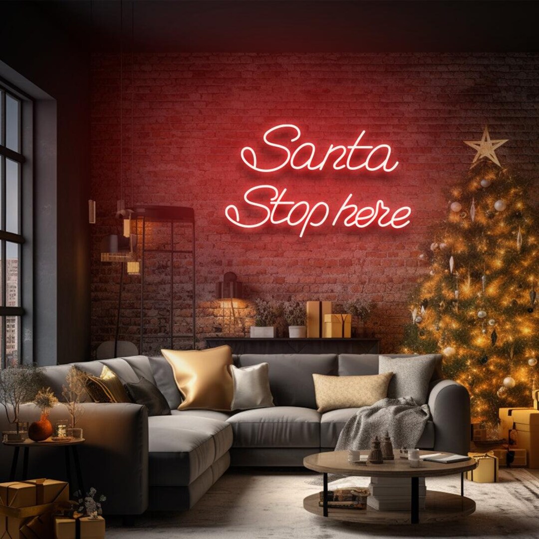 Santa Stop Here - Led Neon Sign - Etsy