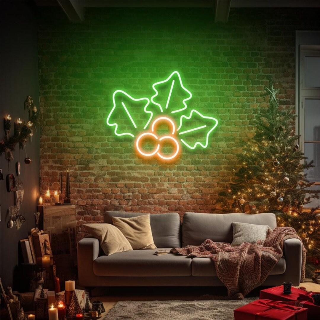 Christmas Holly Leaves - Led Neon Sign - Etsy