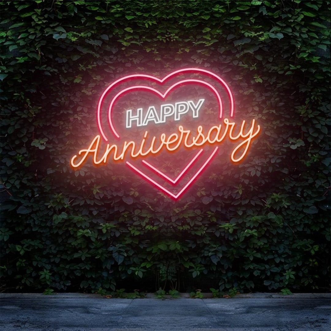 Happy Anniversary Heart - LED Neon Sign - Etsy