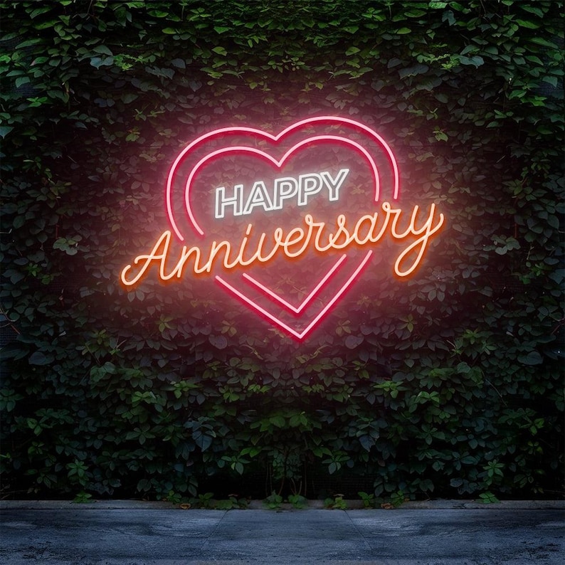 Happy Anniversary Heart - LED Neon Sign - Etsy