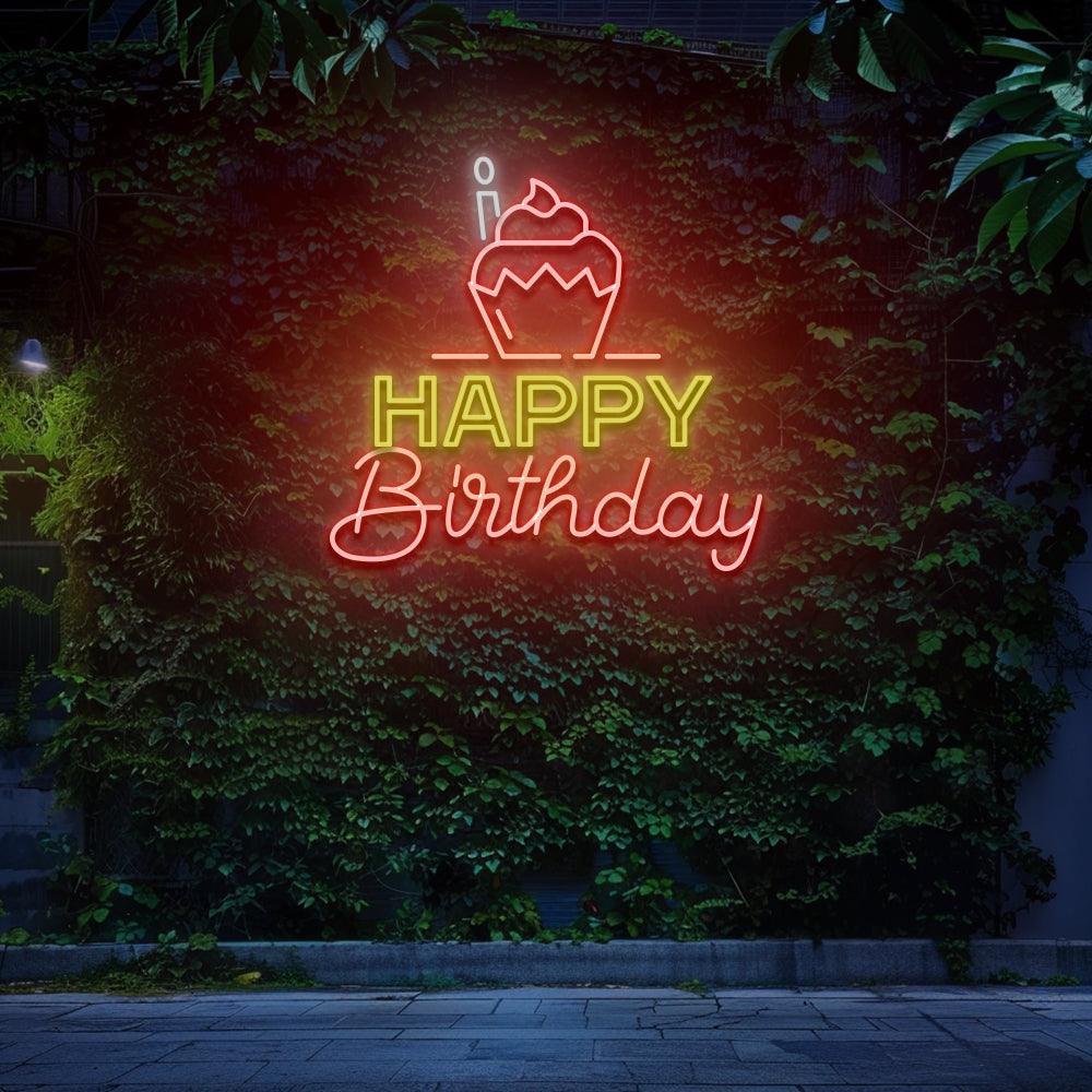 Happy Birthday Cake - LED Neon Sign - Etsy