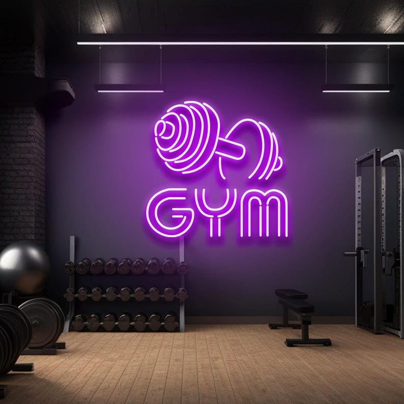Gym Dumbbell LED Neon Sign - Etsy