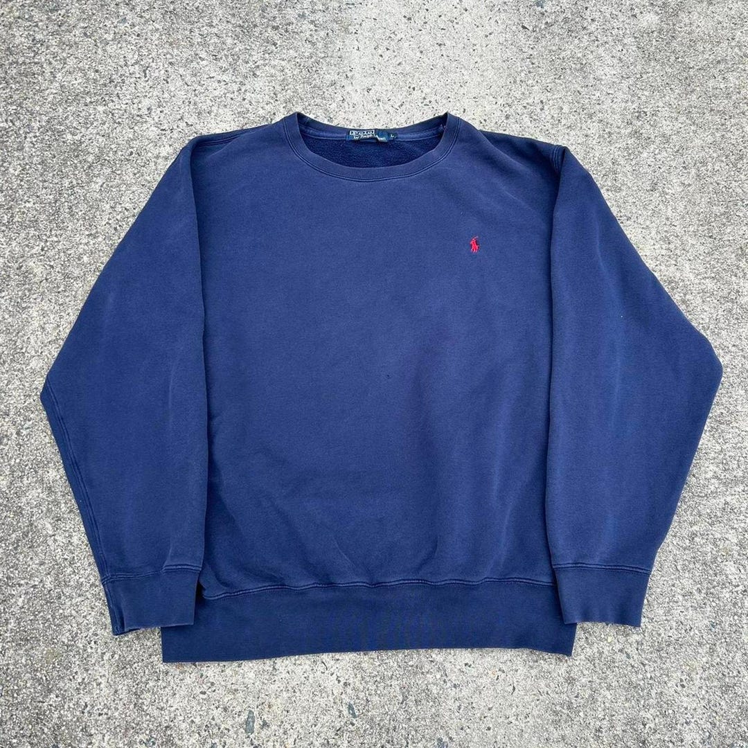 Vintage Polo Ralph Lauren Navy Blue Oldmoney Style Crewneck Size Large ...