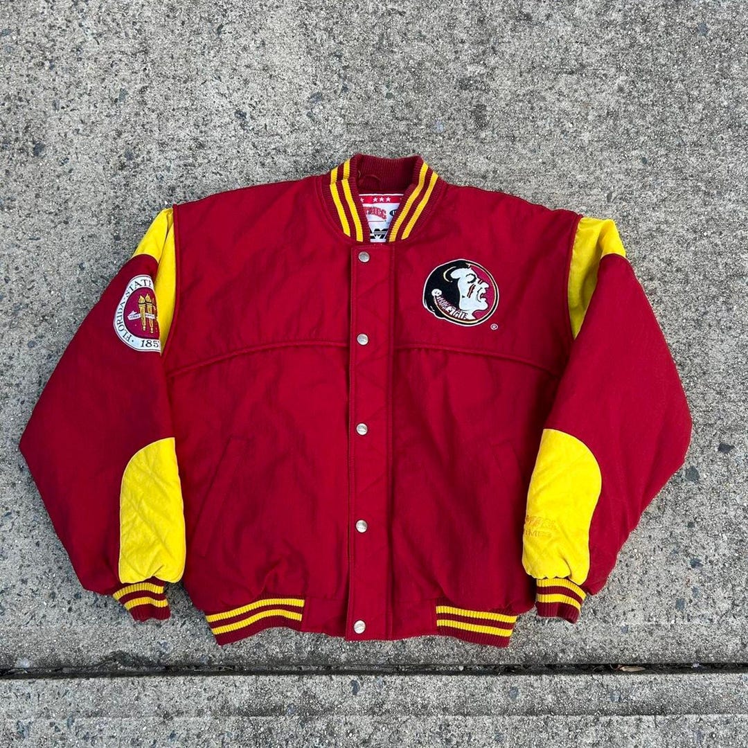VTG 90s FSU Seminoles Nutmeg Campri Varsity Style Puffer Jacket Size ...