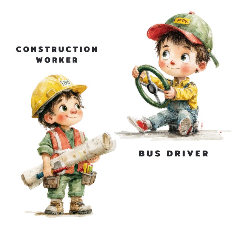 Watercolor Kids Professions Clipart Set | 30 Children Jobs PNG | Career ...