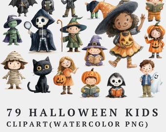 Watercolor Halloween Clipart Bundle: Ghost, Pumpkin, Witch (commercial ...