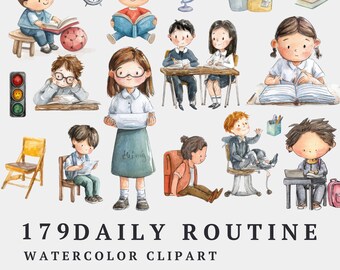 Daily Routine Clipart, Kids Classroom & Homeschool PNG - Etsy