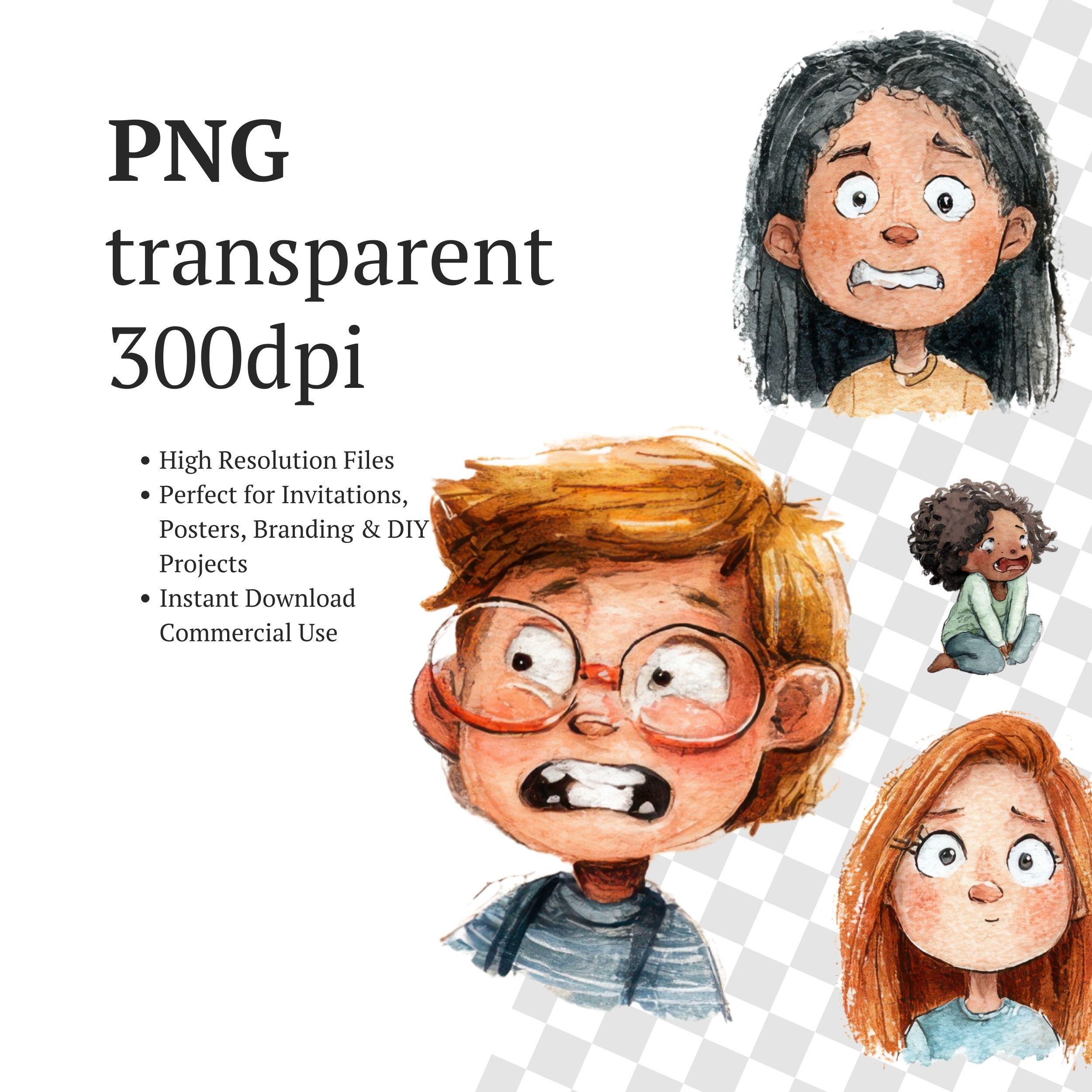 Kids Emotions Faces Clipart Bundle: SEL Teacher Resources (170 PNG ...