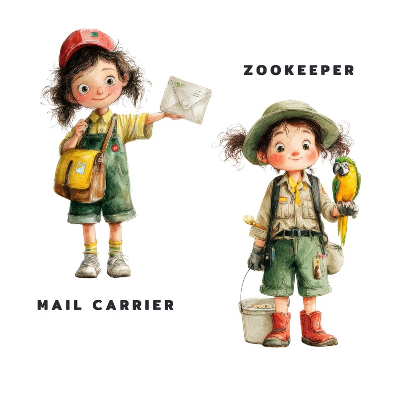 Watercolor Kids Professions Clipart Set | 30 Children Jobs PNG | Career ...