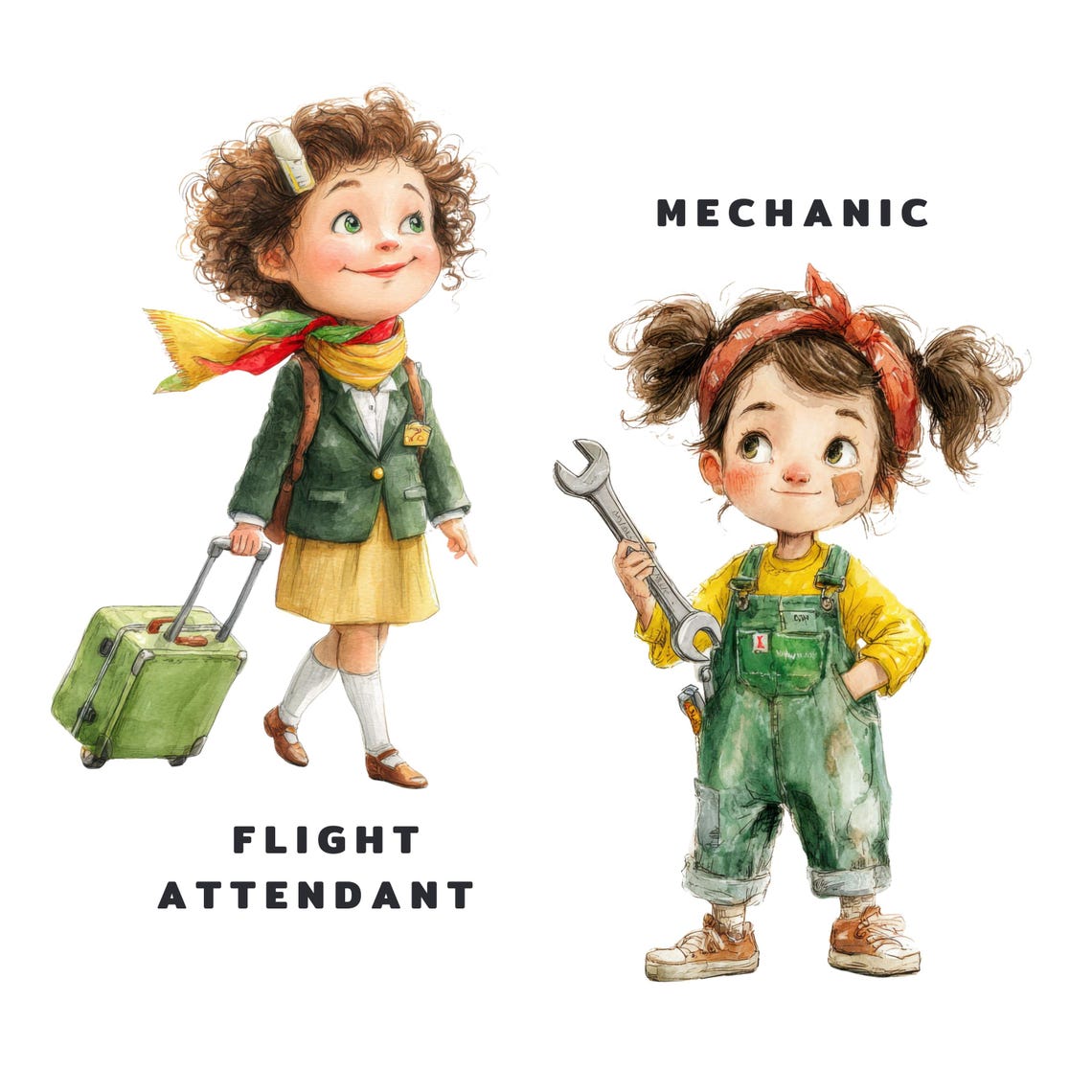 Watercolor Kids Professions Clipart Set | 30 Children Jobs PNG | Career ...